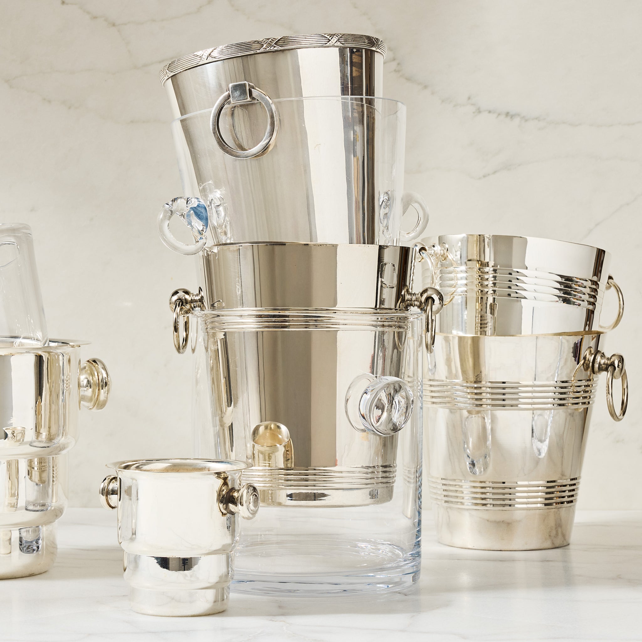 Glass Ice Bucket with Knob Handles - Hudson Grace