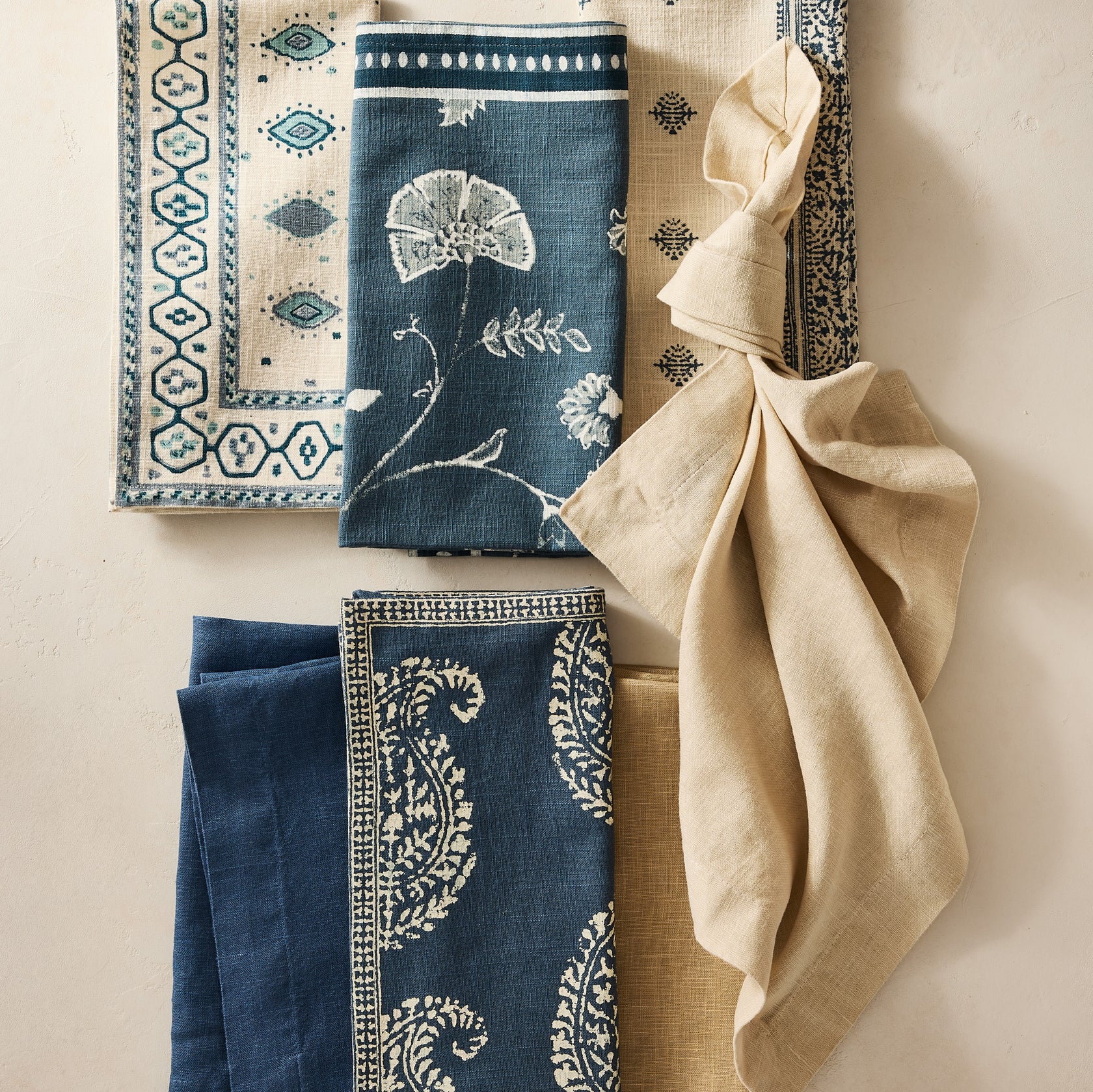 Peter Dunham + Hudson Grace Indigo Blue Indian Chintz Printed Napkin ...