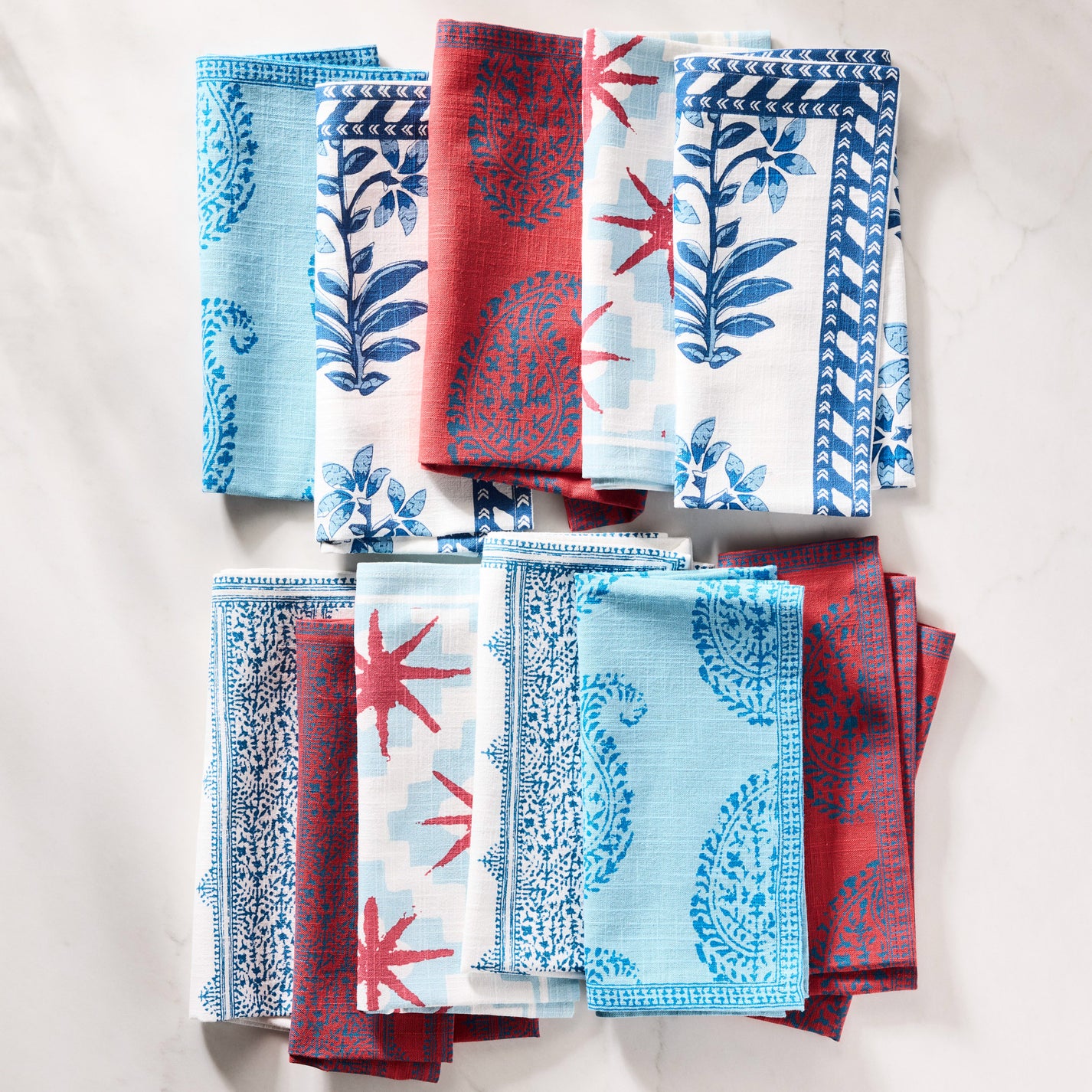 Peter Dunham + Hudson Grace Blue Starburst Printed Napkin - Hudson Grace