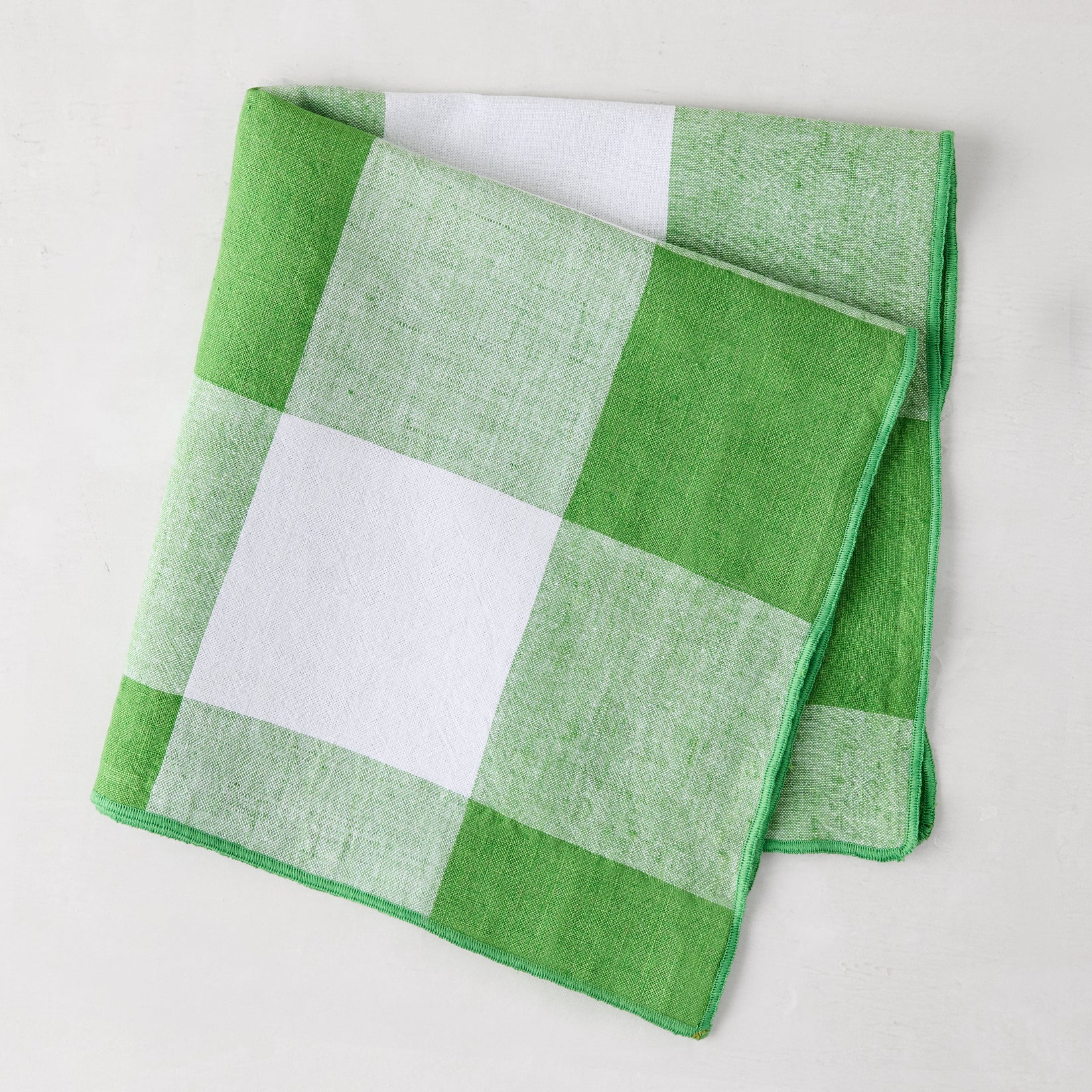 Grass Green Buffalo Check Linen Napkin - Hudson Grace