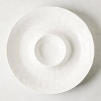 White Ceramic Chip and Dip Serving Platter - Hudson Grace