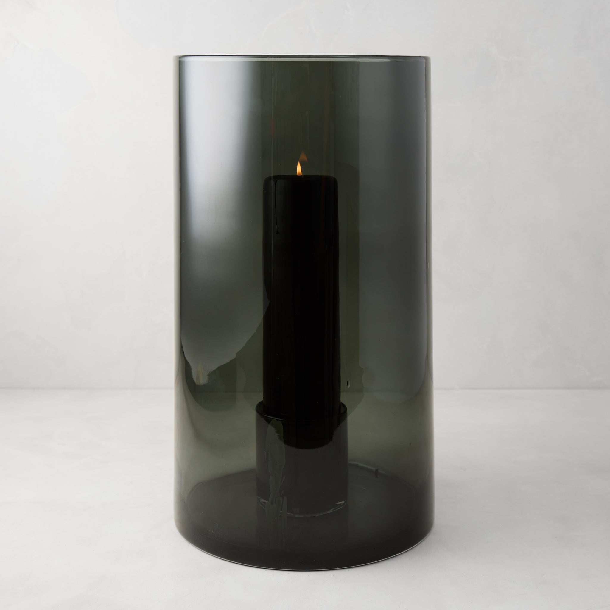 Diane Keaton x Hudson Grace Large Smoke Grey Glass Hurricane, Large ...