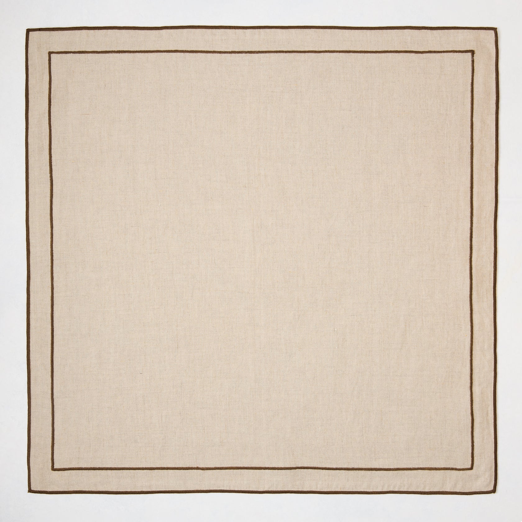Brown Embroidered Double Line Natural Cotton Napkin - Hudson Grace