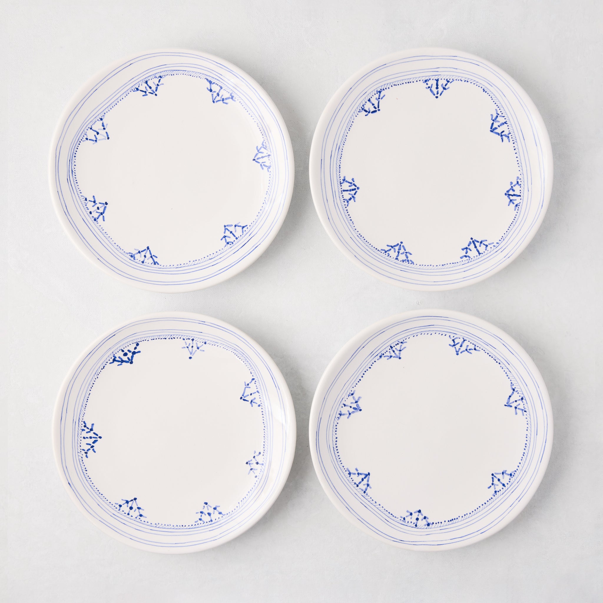 Peter Dunham + Hudson Grace Blue Fez Hand-Painted Border Appetizer Pla ...