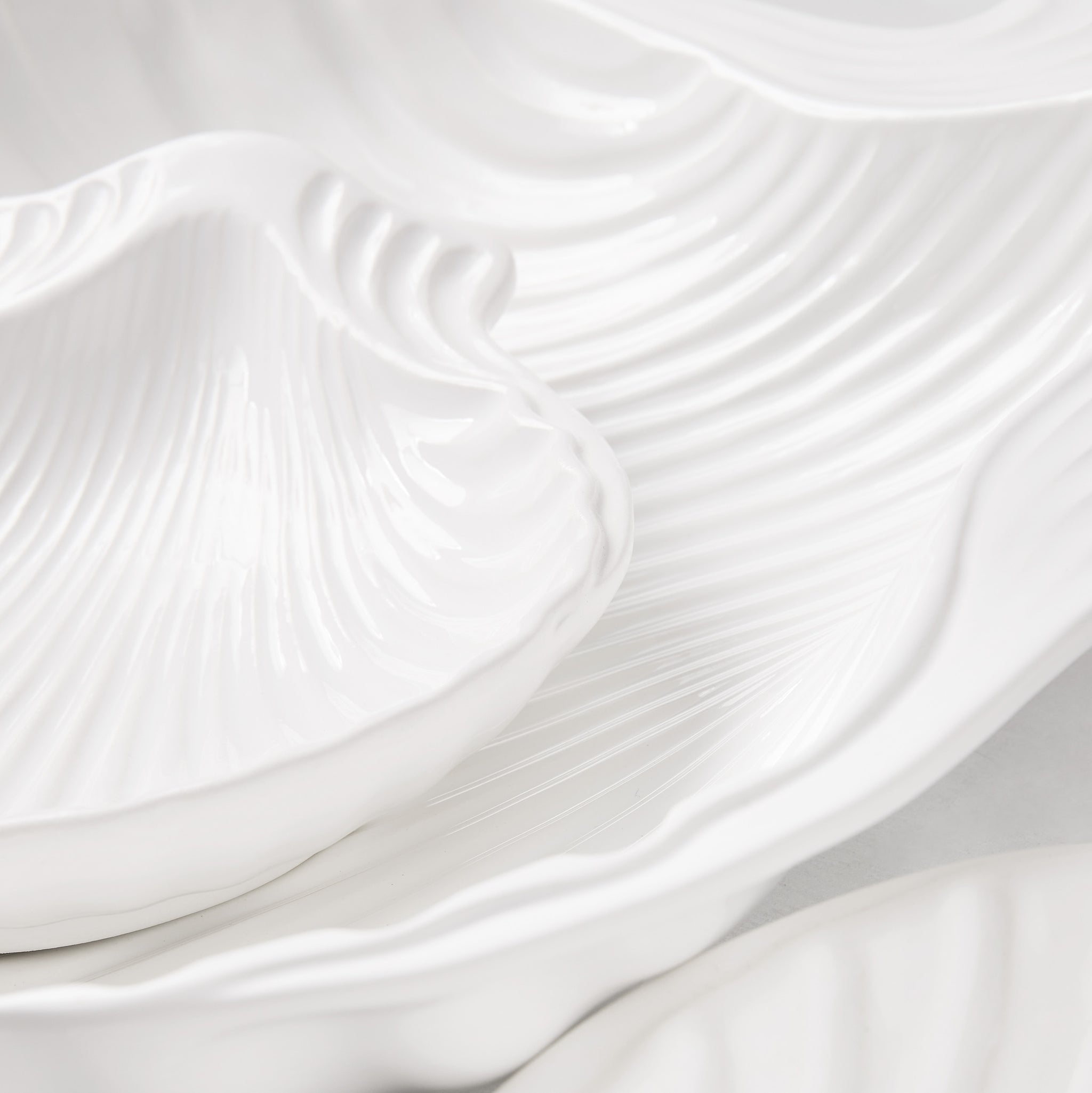 Medium White Ceramic Scallop Shell Serving Bowl - Hudson Grace