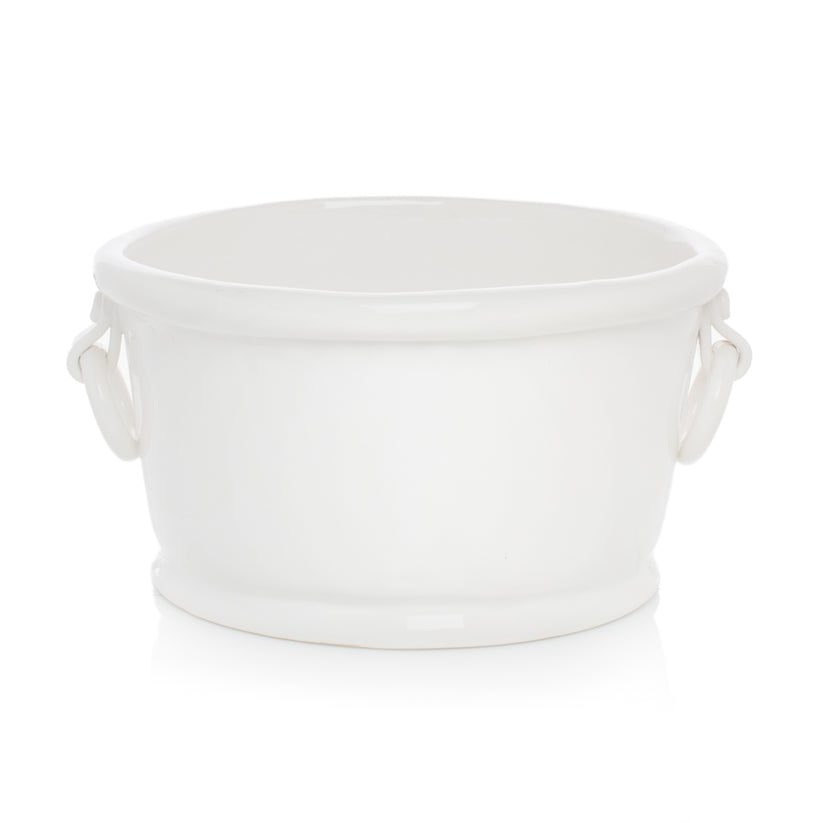 White Ceramic Oval Ice Bucket - Hudson Grace