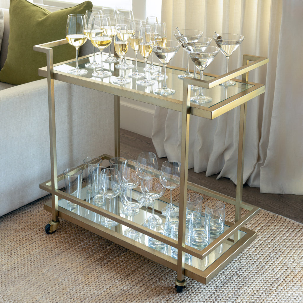 Brentwood Antique Brass Bar Cart - Hudson Grace