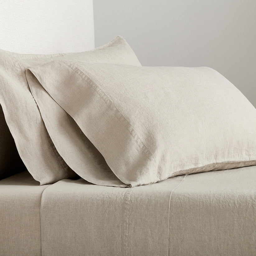 Khaki Washed-Linen Sheet Set - Hudson Grace